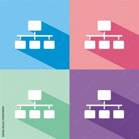 Icono de organigrama sobre fondos de colores Jerarquía de organización Ilustración vectorial