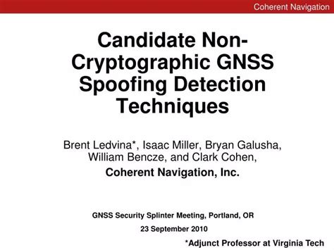PPT Candidate Non Cryptographic GNSS Spoofing Detection Techniques PowerPoint Presentation