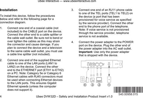 Ubee Interactive DVW32D Cable Modem User Manual