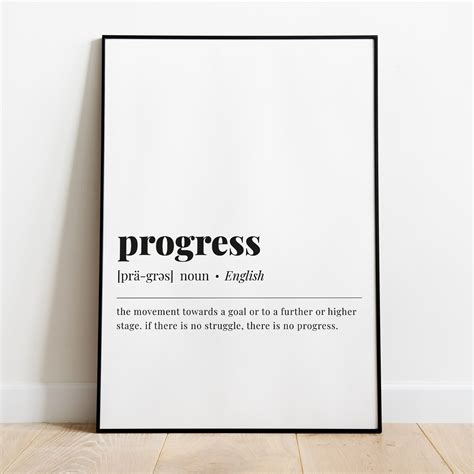 Progress Definition Print Motivational Wall Art Progress Print Digital