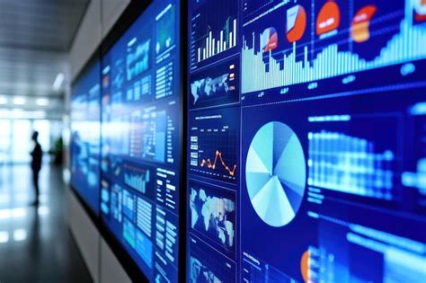 Data Visualization Display In A Modern Office Setting Premium Ai