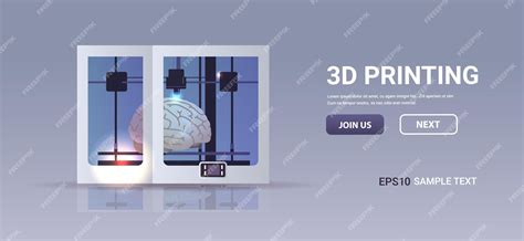 인간 이식 기관의 3d 바이오 프린터 의료 인쇄에 뇌 모델 인쇄 생물 공학 Bioprinting 개념 가로 복사 공간 벡터