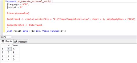 Read And Write Excel Files In Real Time With R In Sql Server 2017