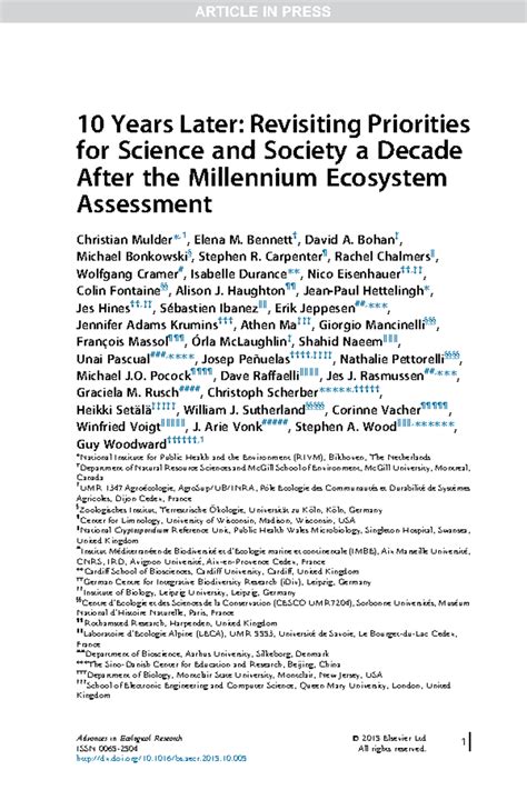 Mulder Et Al 2015 10 Years Later Revisiting Priorities 10 Years Later Revisiting Priorities