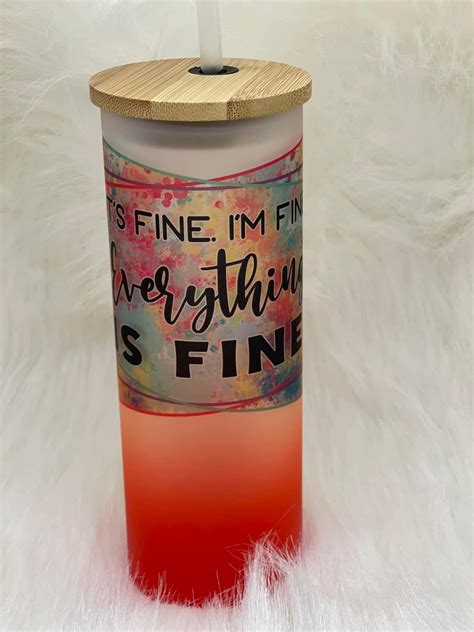 20oz Ombre Frosted Glass Tumbler Wbamboo Lid Skinny Sublimation