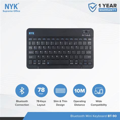 Jual Mini Keyboard Nyk Bluetooth Bt 90 Black Kota Surabaya