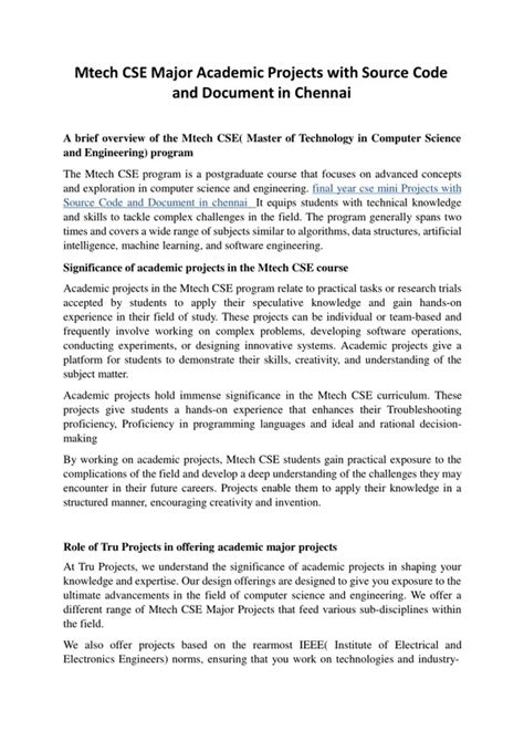 Ppt Mtech Cse Major Academic Projects With Source Code And Document