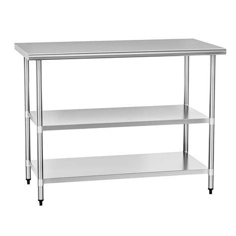 Stainless Steel Table 24 X 48 Inches Metal Prep Table With 2 Adjustable