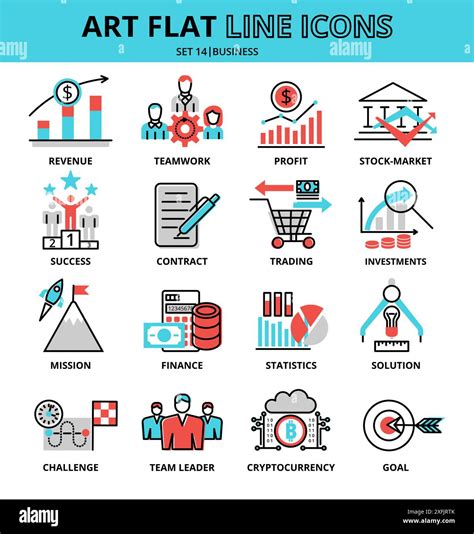 Set Of Business Icons Flat Line Design Vector Illustration For Graphic And Web Design Stock