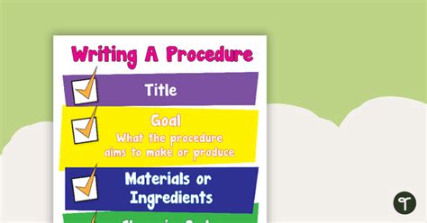Writing A Procedure Poster Teach Starter