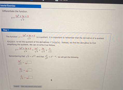 solved tutorial exercise differentiate the function 5x2