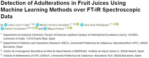 Detection Of Adulterations In Fruit Juices Using Machine Learning Methods Over Ft Ir
