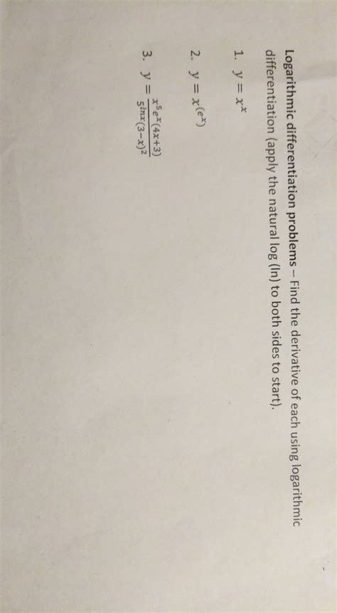 Solved Logarithmic Differentiation Problems Find The Chegg