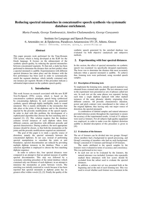 pdf reducing spectral mismatches in concatenative speech synthesis