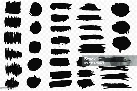 set of vector brushes black brush stroke text frames and grunge patches