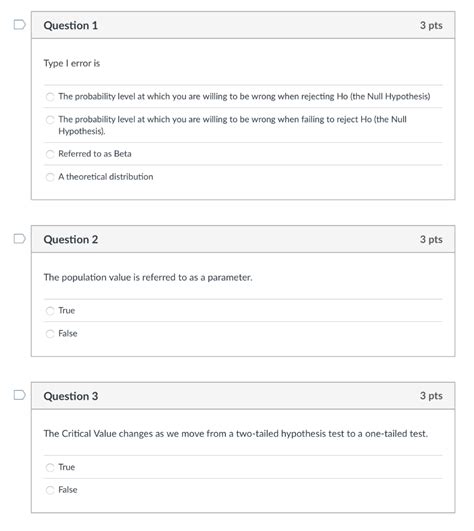 Solved D Question Pts Type I Error Is The Probability Chegg