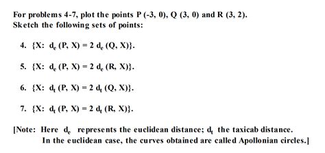 solved for problems 4 7 plot the points p −3 0 q 3 0 and