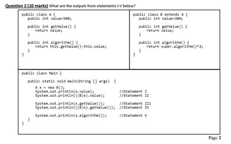 Solved Question 2 10 Marks What Are The Outputs From