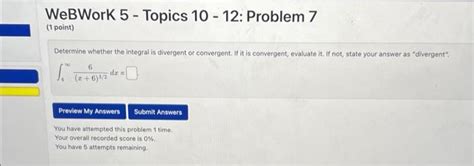 Solved Webwork 5 Topics 10 12 Problem 7 1 Point