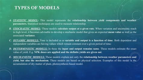 Crop Simulation Models And Their Applications In Crop Productionpptx