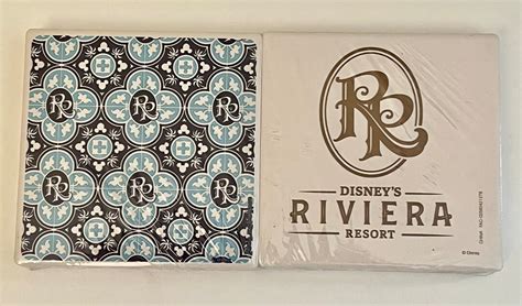 Disney Riviera Resort Mickey Minnie Ceramic Coaster 4 Piece Set Che