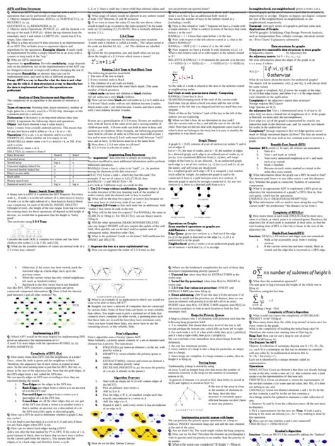Csc263cheatsheetdocx Pdf Vertex Graph Theory Combinatorics