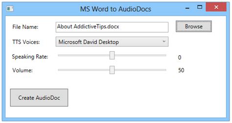 Convert MS Word Documents To Audio Files With AudioDocs