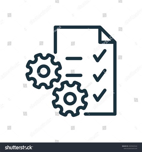 Clipboard Checklist Gear Line Icon Technical Stock Vector Royalty Free