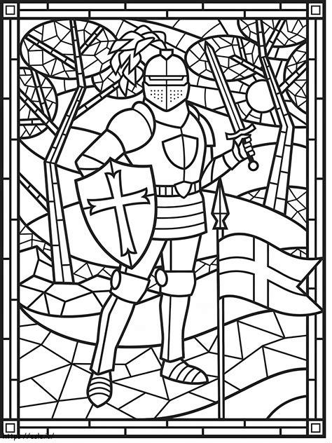 Knight Stained Glass Coloring Page