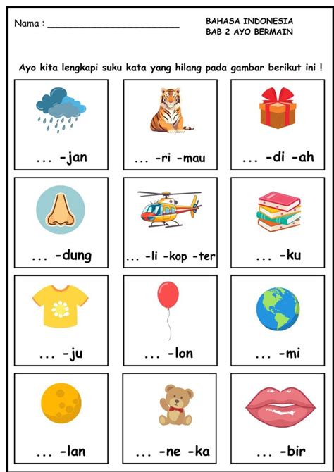 Lkpd Bahasa Indonesia Suku Kata In 2024 Kelas 1 Sd Soal Sd Kelas 1