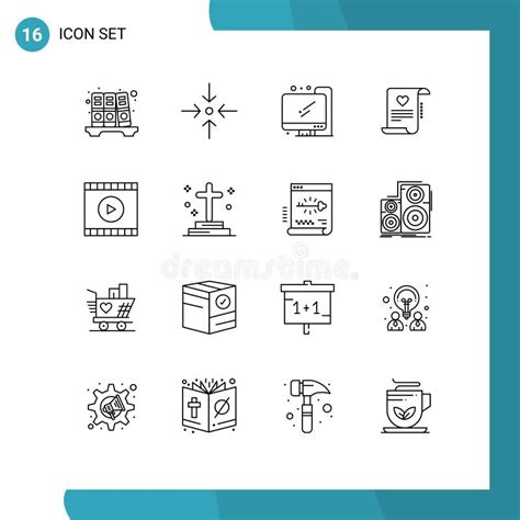 Set Of 16 Commercial Outlines Pack For Web User Back To School Media Love Letter Stock
