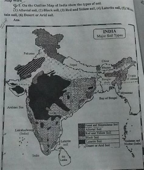 Q On The Outline Map Of Indias Show The Types Of Soil Filo