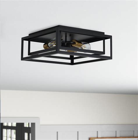 3 Light Square Flush Mount Modern Linear Framework Lighting Aiwen