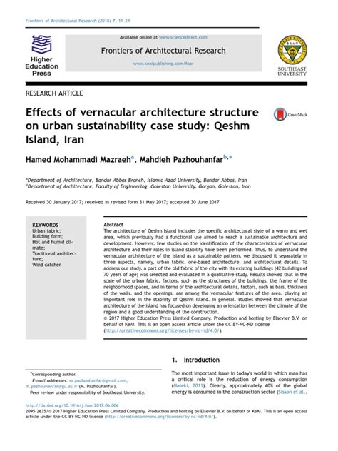 effects of vernacular architecture structure on urba 2018 frontiers of