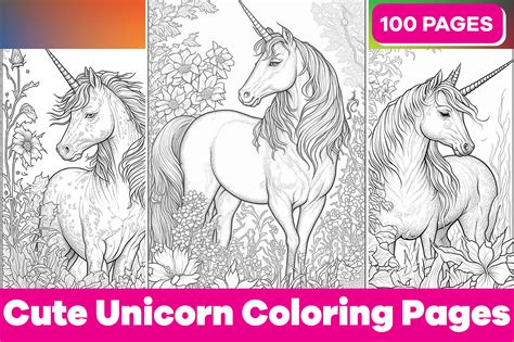 Beautiful Unicorn Coloring Pages Adults Graphic By Kohinoor Design