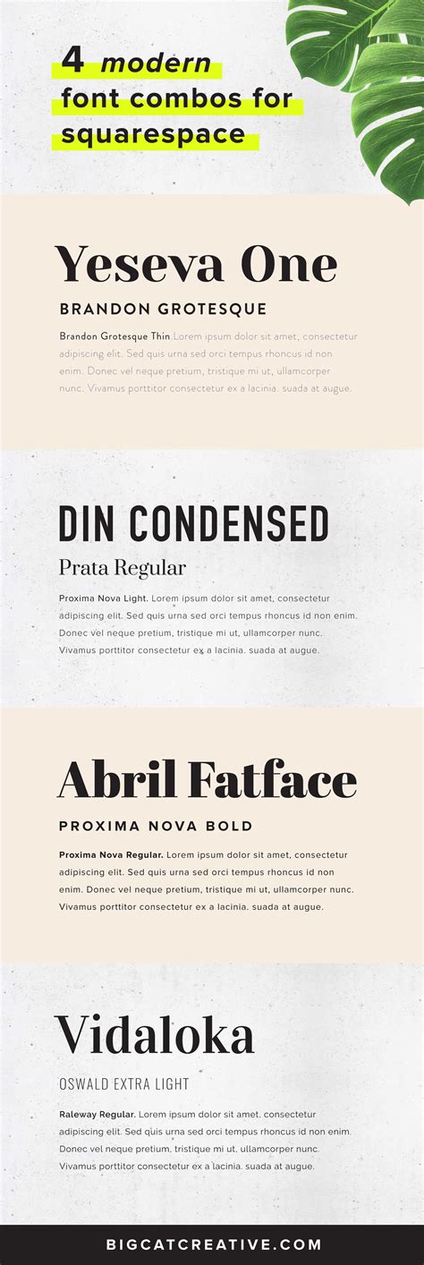 the 4 best modern font pairs for squarespace — big cat creative