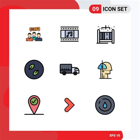 9 Universal Filledline Flat Colors Set For Web And Mobile Applications Delivery Leaves Film Reel