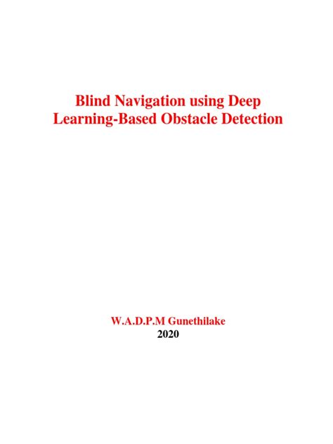 blind navigation using deep learning obstacle detection pdf