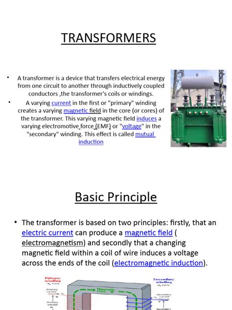 Transformers Presentation Pdf Transformer Electromagnetic Induction