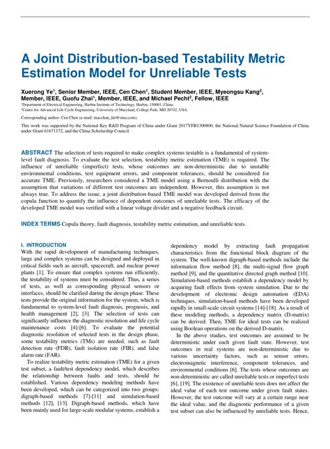 PDF A Joint Distribution Based Testability Metric Estimation Model For Unreliable Tests