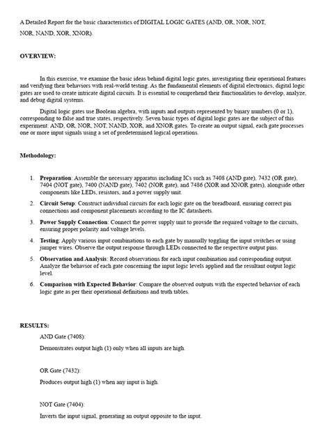 Lab Report 1 Dld Pdf Logic Gate Electronic Circuits