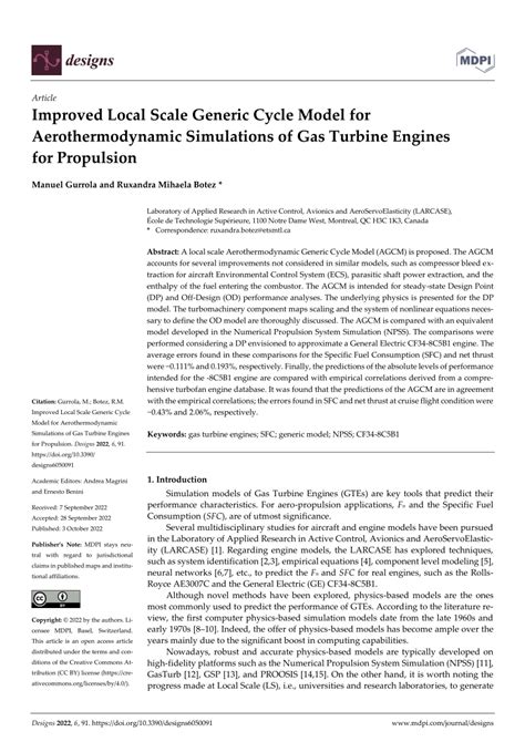 Pdf Improved Local Scale Generic Cycle Model For Aerothermodynamic Simulations Of Gas Turbine