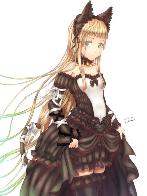 Safebooru Bangs Bare Shoulders Bell Blonde Hair Blunt Bangs Cat Hat