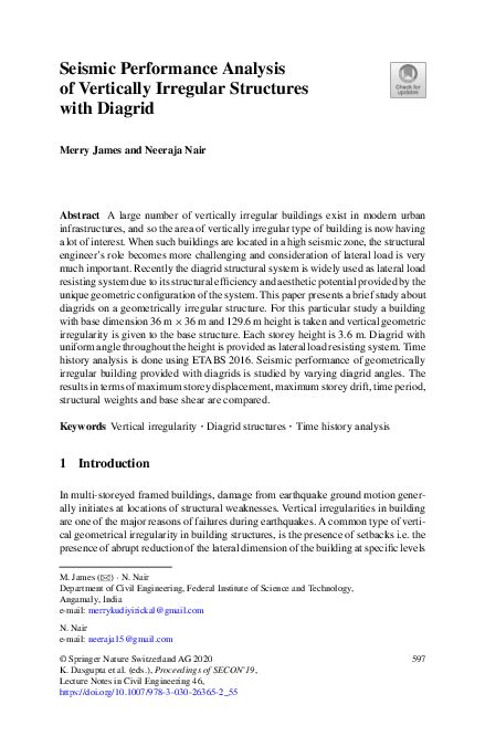 Pdf Seismic Performance Analysis Of Vertically Irregular Structures