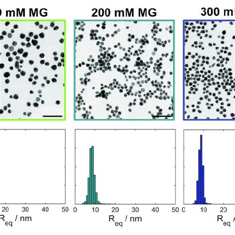 Bright Field Stem Micrographs And Particle Size Distributions Showing Download Scientific