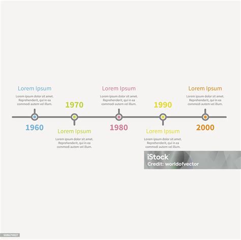 Zeitleiste Infografik Mit Farbe Text Vorlage Flache Designstil Stock Vektor Art Und Mehr Bilder