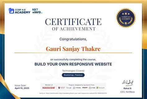 Webdevelopment Responsivedesign Bootstrap Flexbox Ccbp4academy Gauri Thakre