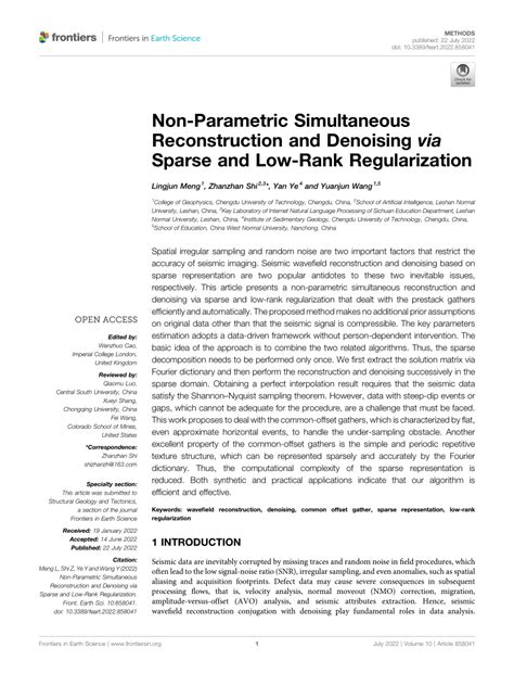 Pdf Non Parametric Simultaneous Reconstruction And Denoising Via