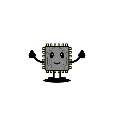 Premium Vector Cute Processor Vector Illustration Technology Chip