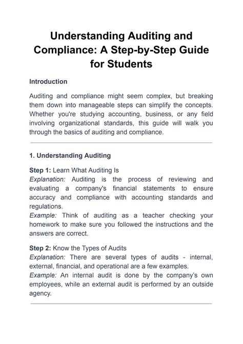 Solution Understanding Auditing And Compliance A Step By Step Guide